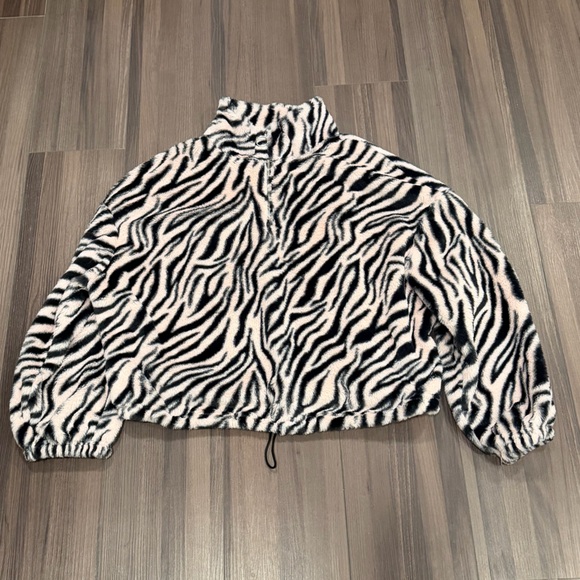 Wdirara | Sweaters | Zebra Print Fleece Jacket | Poshmark